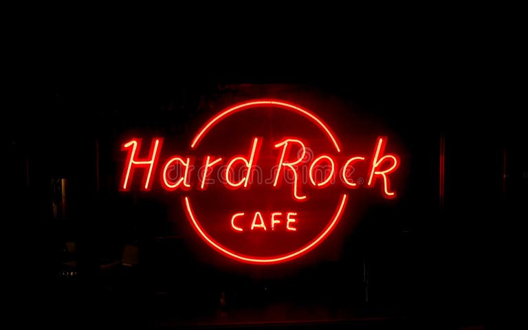 Hard Rock Cafe Red Neon Signage Stock Illustration - Illustration of ...