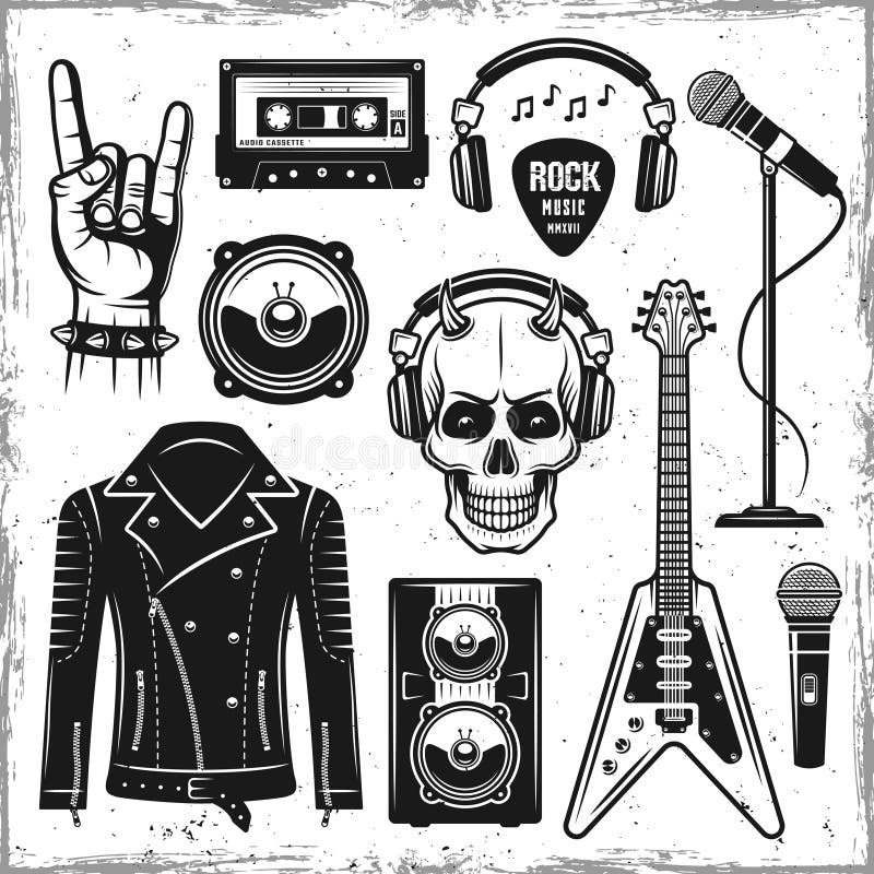 Rock N Roll Music Vintage Emblems, Labels, Badges Stock Vector ...