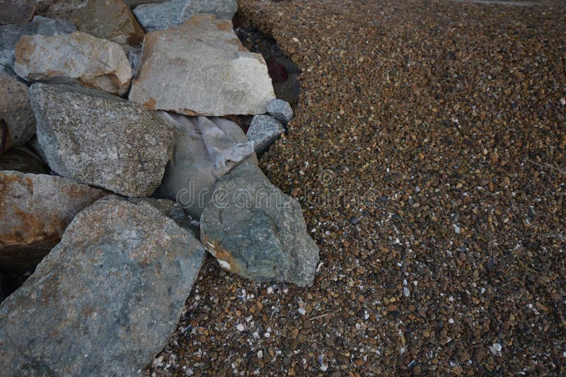 Hard Rock and Sand on the Beach. Stock Image - Image of asphalt, hard ...