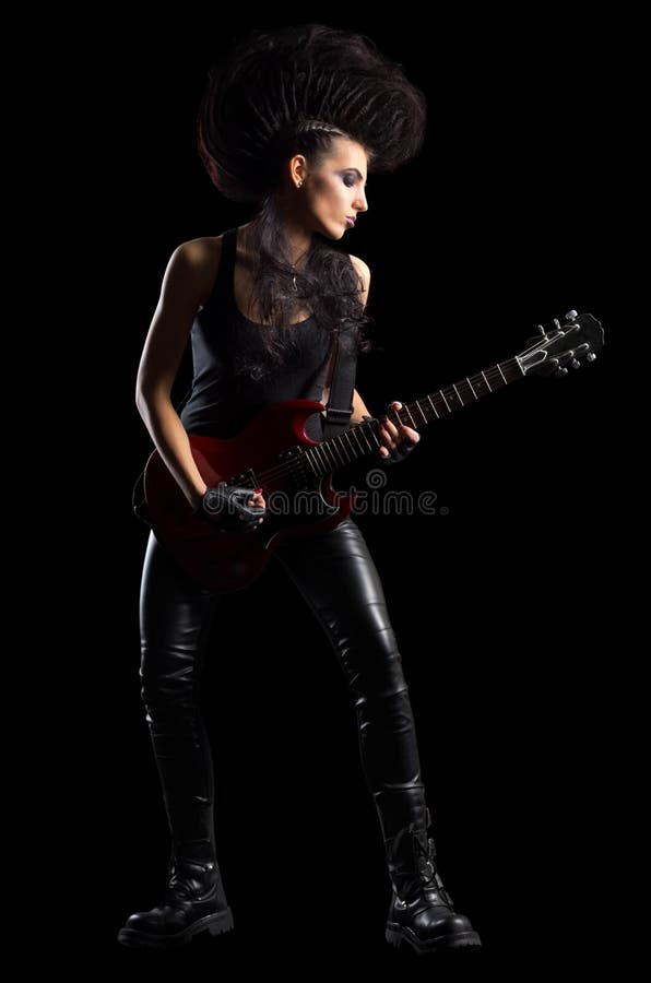 Hard Rock Singer Young Woman Stock Image - Image of gloves, clothing ...