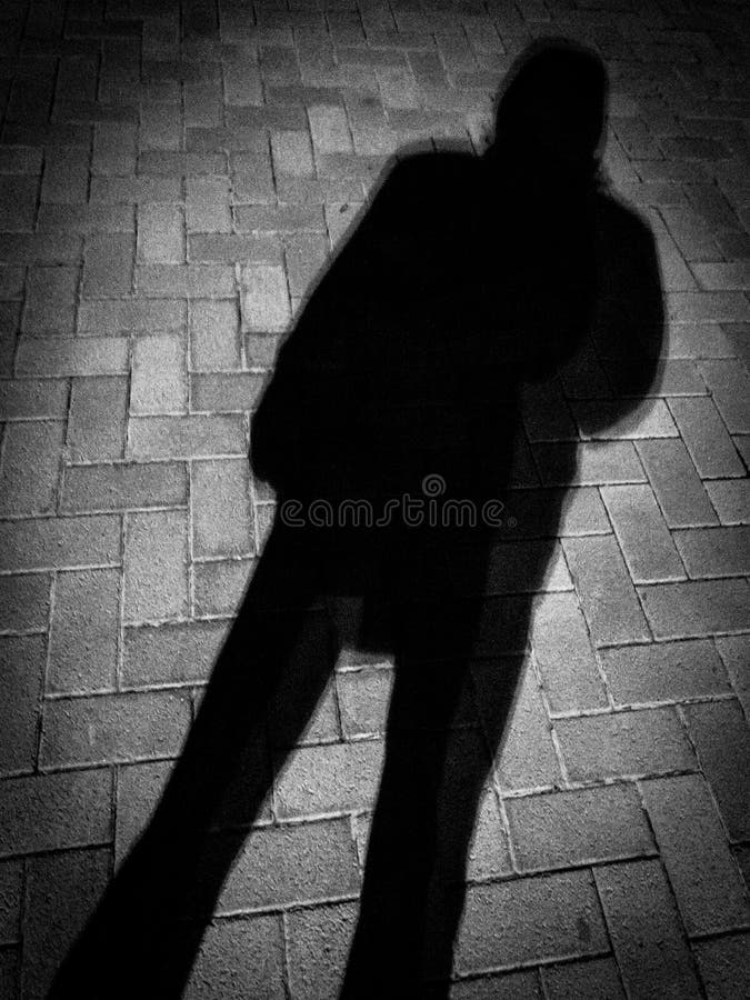 The Hard Shadow of Man at Night Outdoors Stock Photo - Image of danger ...