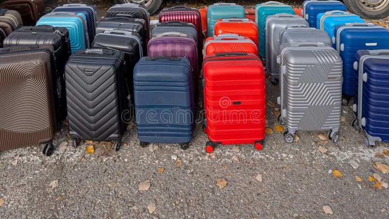 Hard Shell Roller Suitcases Stock Photo - Image of bags, plastic: 378412984