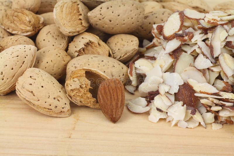 Hard Shell and Sliced Almonds Front View Stock Image - Image of cooking ...