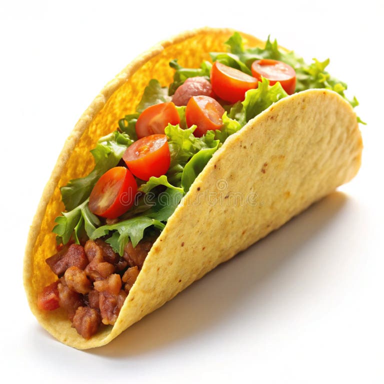 Hard Shell Taco Isolated on White Background Stock Illustration ...