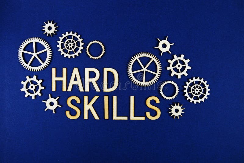 Hard Skills Alphabet Letters with Gears Element on Navy Blue Background ...