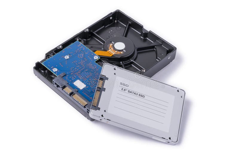 Hard and Solid Disks Drives on the White Background Stock Image - Image ...