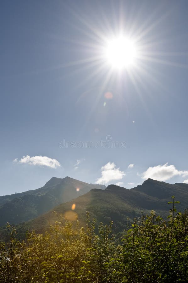 Hard Sun Above French Mountains Stock Photo - Image of dazzle, rhune ...