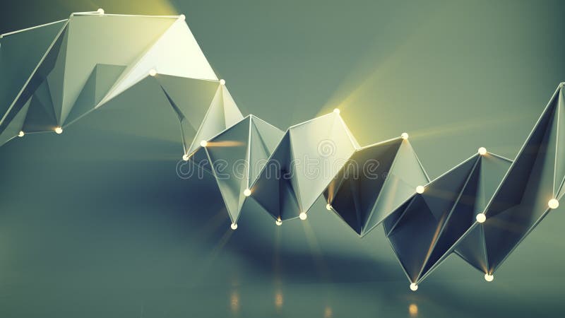 Hard Surface Shape with Glowing Spheres 3D Render Stock Illustration ...