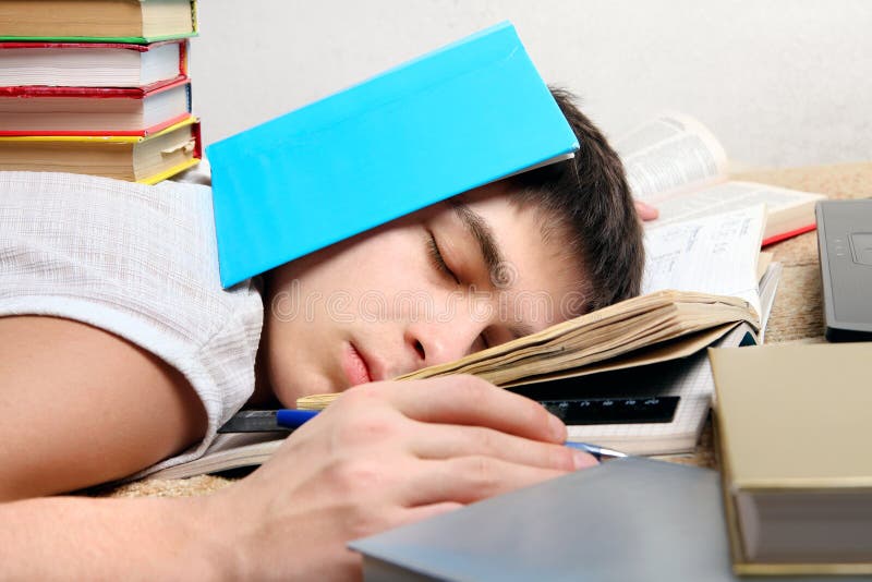Hard Tired Student stock photo. Image of handbooks, heap - 39096086