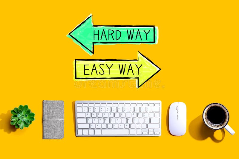 Hard Way or Easy Way with a Computer Keyboard Stock Photo - Image of ...