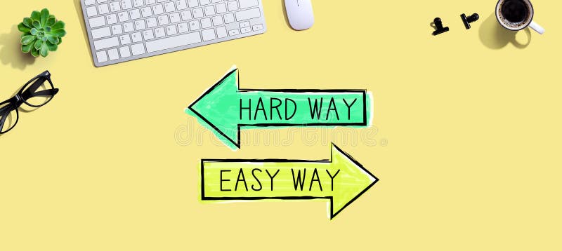 Hard Way or Easy Way with a Computer Keyboard Stock Photo - Image of ...