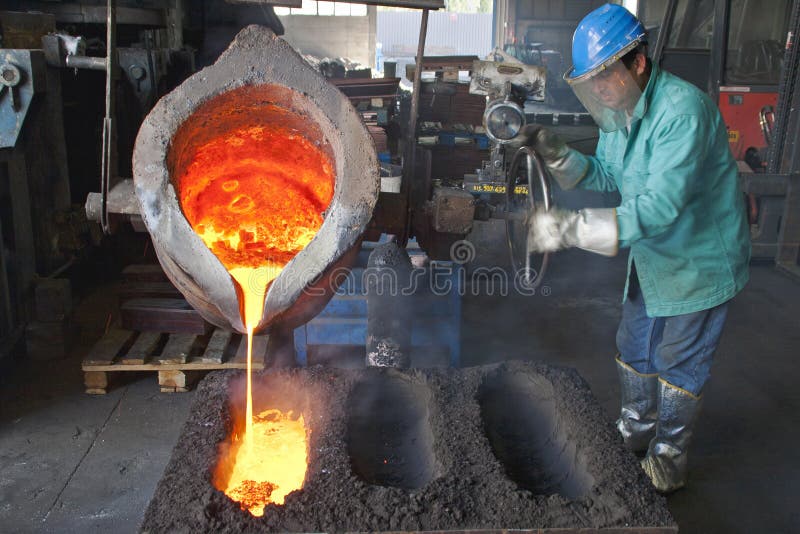 Pouring Liquid Metal Into Mold Stock Image - Image of iron, liquid ...