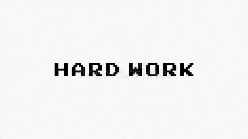 Hard Work Text with Glitch Screen Effects on a Black Background. Stock ...