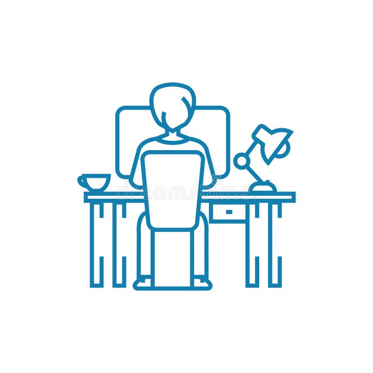 Hard Work Linear Icon Concept. Hard Work Line Vector Sign, Symbol ...