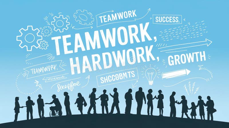 Hard Work and Teamwork for Business Growth Stock Illustration ...