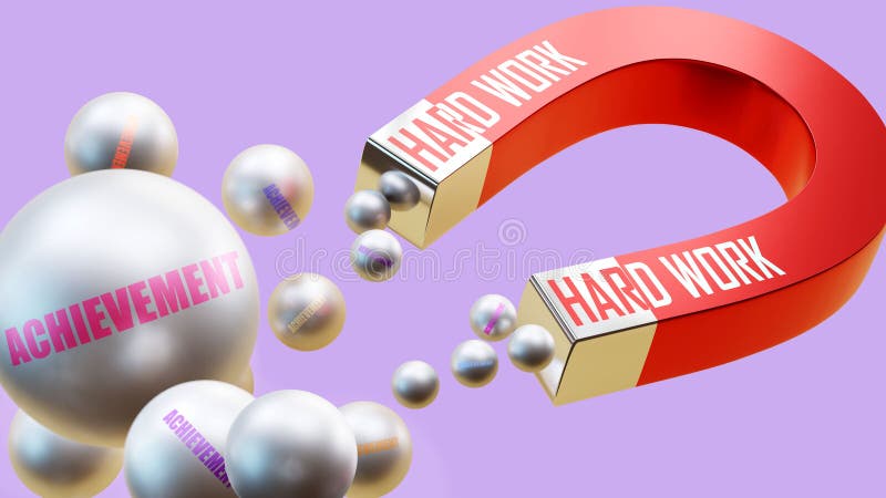 Hard Work Which Attracts Achievement. a Magnet Metaphor in Which Hard ...
