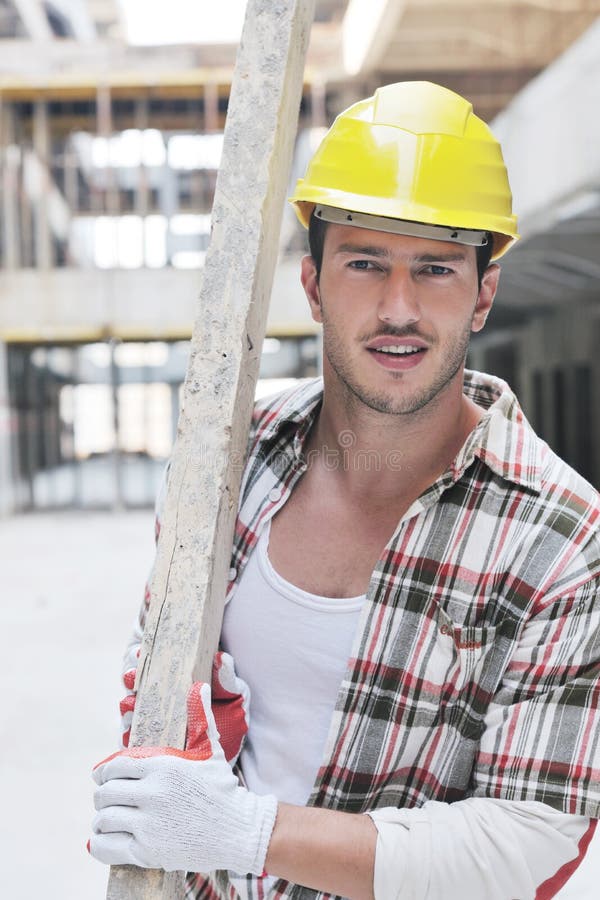 Hard Worker on Construction Site Stock Image - Image of contractor ...