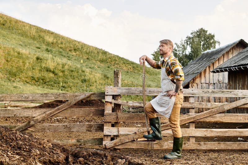 Hard Working Attractive Farmer with Beard Stock Image - Image of peace ...