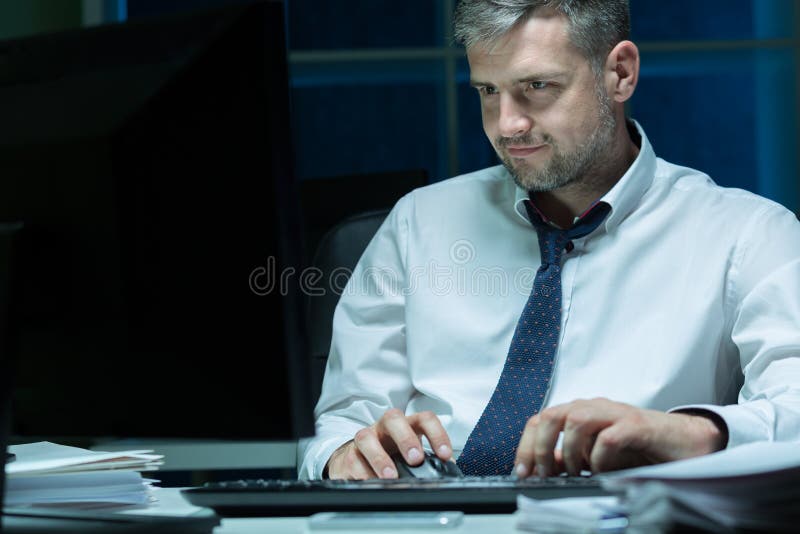 Old boss working overtime stock photo. Image of businessperson - 51691696