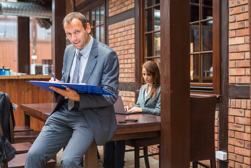 Hard Working Boss with His Secretary. Stock Photo - Image of network ...