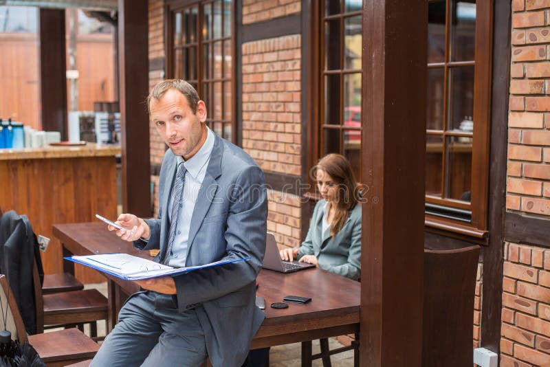 Hard Working Boss with His Secretary. Stock Image - Image of hands ...