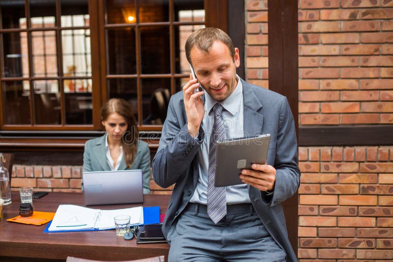 Hard Working Boss with His Secretary. Stock Photo - Image of internet ...