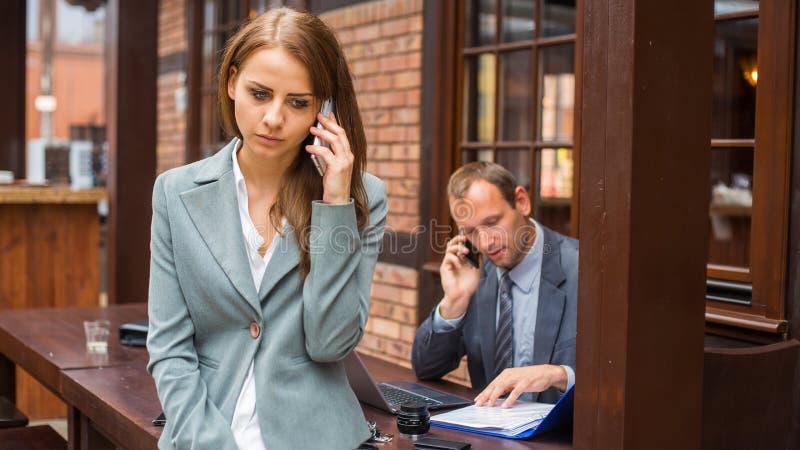Hard Working Boss with His Secretary. Stock Image - Image of note ...