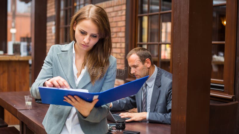 Hard Working Boss with His Secretary. Stock Image - Image of note ...
