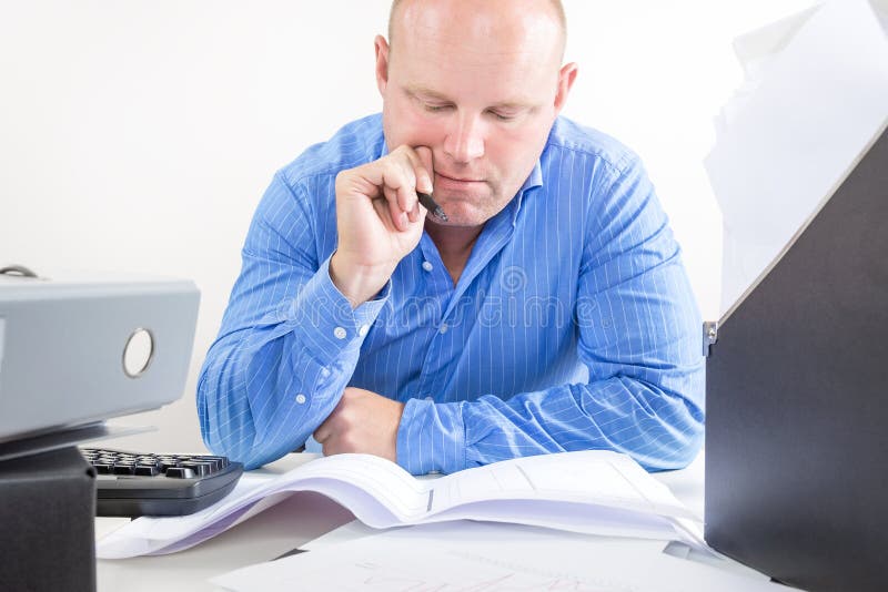 Hard Working Businessman at the Office Stock Image - Image of white ...