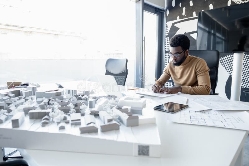 Hard Working Man Architect Handling Creative Projects in the Office ...