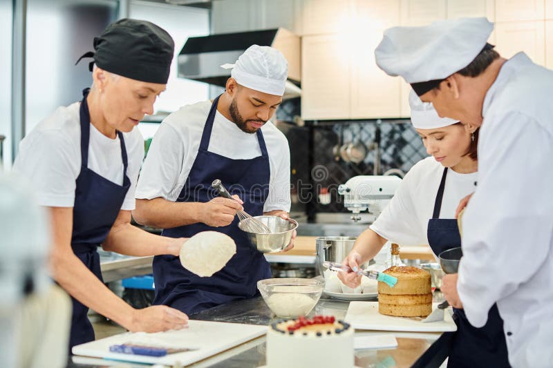 Hard Working Multicultural Chefs and Chief Stock Image - Image of ...