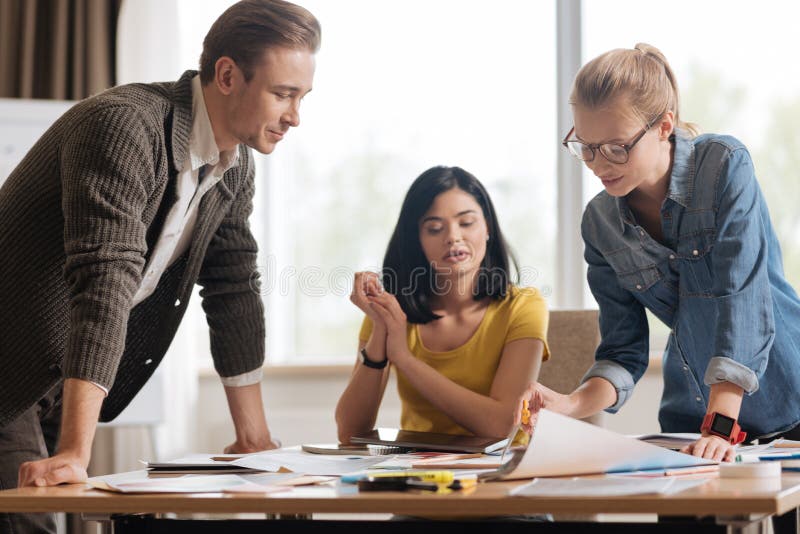 Hard Working Nice Designers Concentrating on Their Work Stock Photo ...
