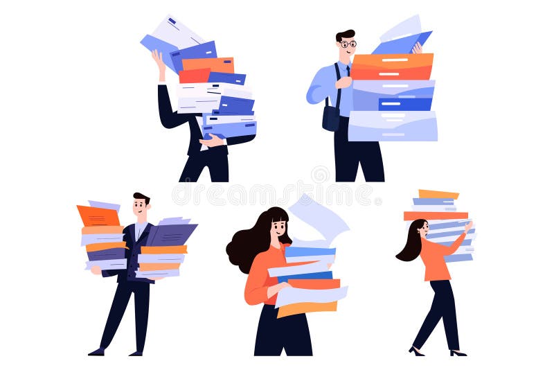 Hard Working People in Flat Style Collection Stock Vector ...