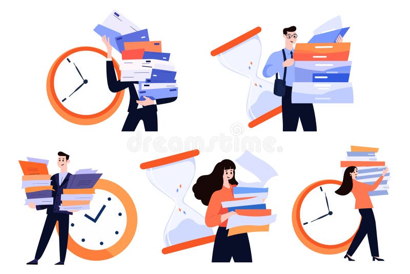 Hard Working People in Flat Style Collection Stock Vector ...