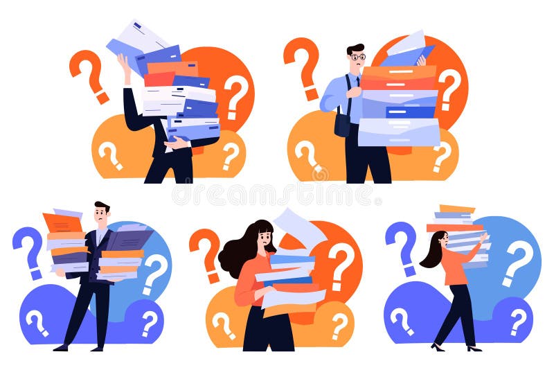 Hard Working People in Flat Style Collection Stock Vector ...