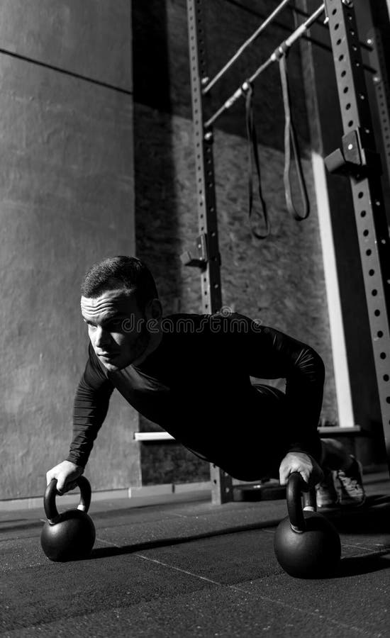 Hard Working Professional Weightlifter Doing Push Ups Stock Photo ...