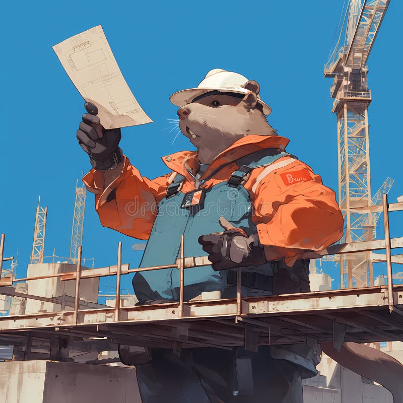 Hard-Working Rat Construction Worker Stock Illustration - Illustration ...