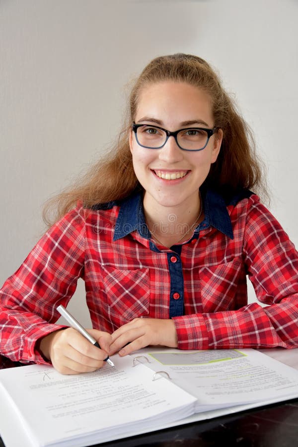 Diligent Female Student Learning for Exam Stock Photo - Image of cute ...