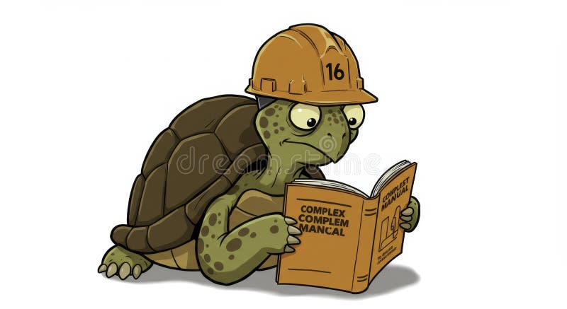 Diligent Turtle Construction Worker Reading Manual Stock Illustration ...
