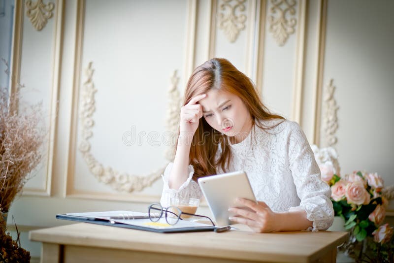 Hard Working Woman in Office Stock Image - Image of online, press: 74846889