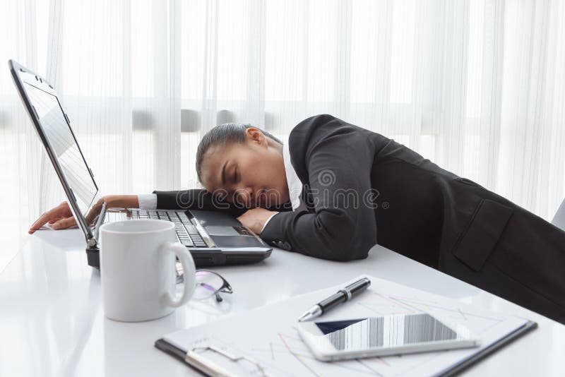Hard Working Woman with Office Files Stock Photo - Image of unconscious ...
