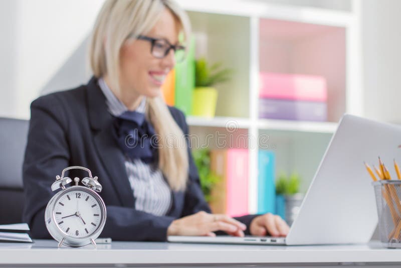 Hard Working Woman is always on Time at Work Stock Photo - Image of ...