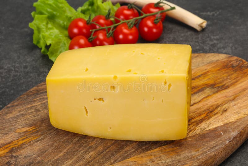 Hard Yellow Tasty Cheese Brick Stock Image - Image of tasty, wooden ...