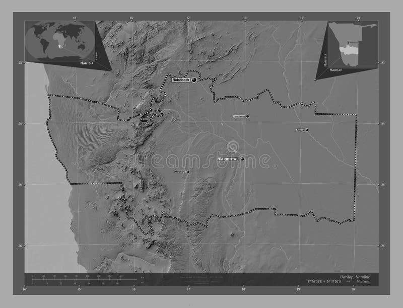 Hardap, Namibia. Bilevel. Labelled Points of Cities Stock Illustration ...