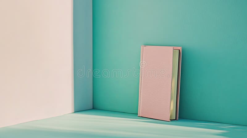 Hardcover Book Leaning Against a Pastel-colored Wall with Subtle Stock ...