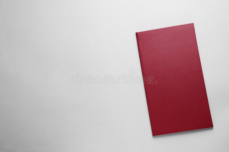 Hardcover Book on Light Grey Background, Top View. Space for Text Stock ...