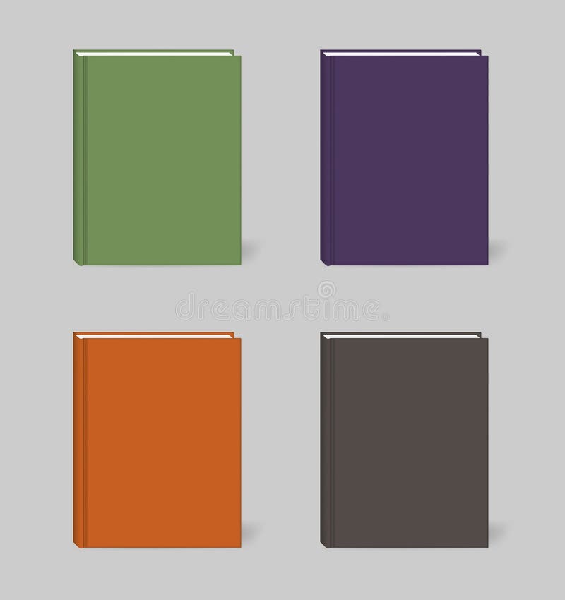 Hardcover Books with Colorful Covers Realistic Vector Mockup. Blank ...