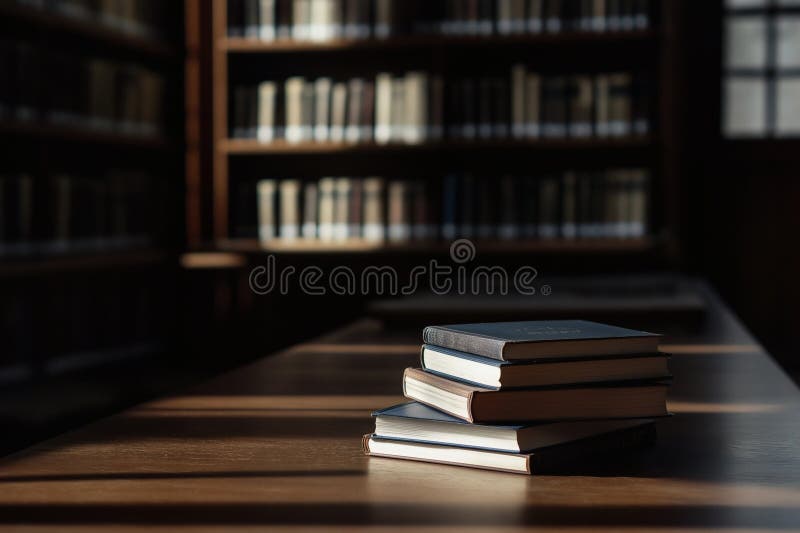 Hardcover Books on Wooden Table with Grid Pattern Light and Shadows ...