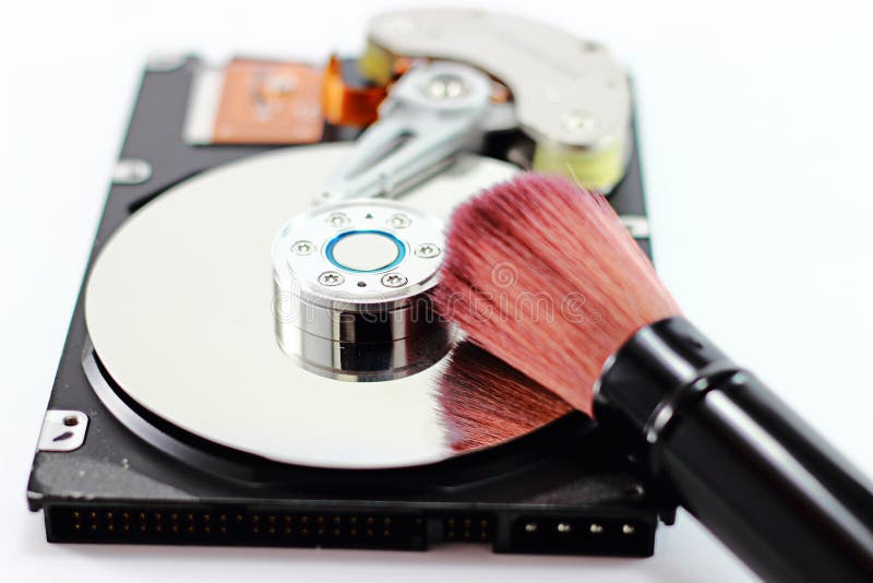 Harddisk and Cleaning Brush Stock Photo - Image of harddrive, industry ...