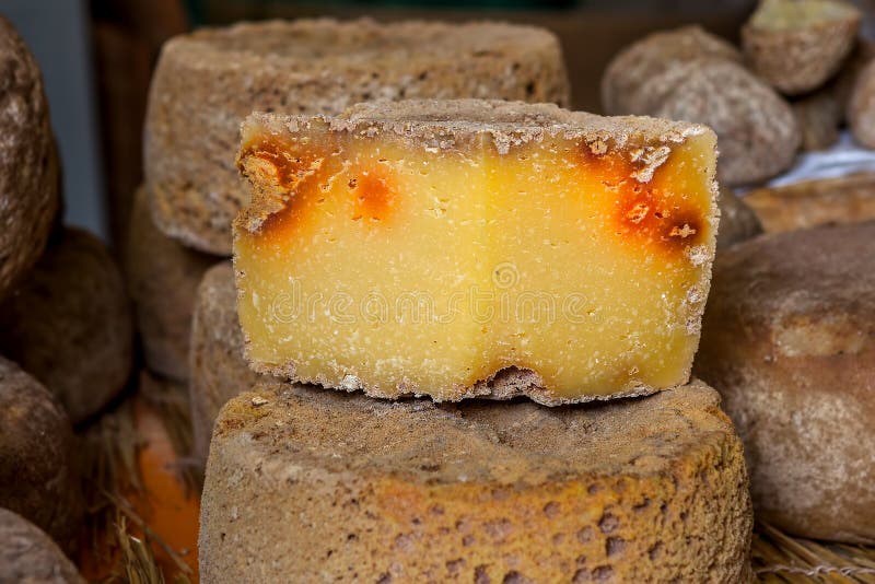 Harde Rijpe Kaas Op De Tribune. Stock Afbeelding - Image of ...